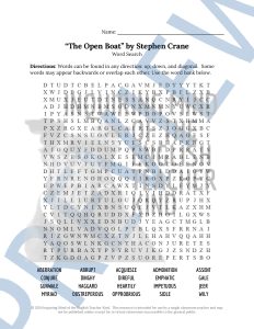 "The Open Boat" by Stephen Crane Vocabulary Games for High School ...