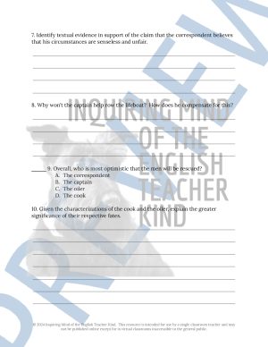 "The Open Boat" Quiz, Close Reading Worksheet, and Vocabulary Games ...