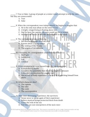 "The Open Boat" Quiz, Close Reading Worksheet, and Vocabulary Games ...