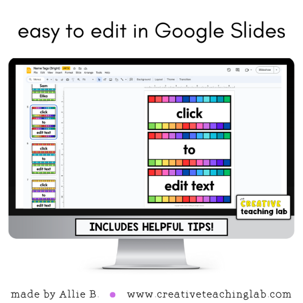 Editable Rainbow Student Desk Name Tags Labels Template | Made By Teachers