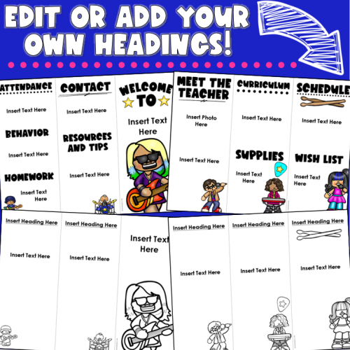 Back to School Meet the Teacher Open House Rockstar Theme Brochure ...