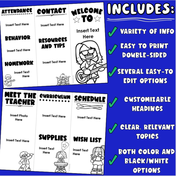 Back to School Meet the Teacher Open House Rockstar Theme Brochure ...
