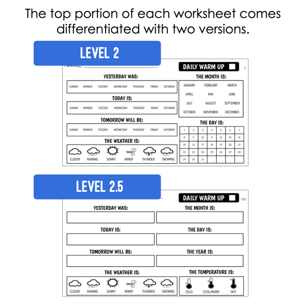 Life Skills Daily Warm Up Worksheets Level 2 - Made By Teachers