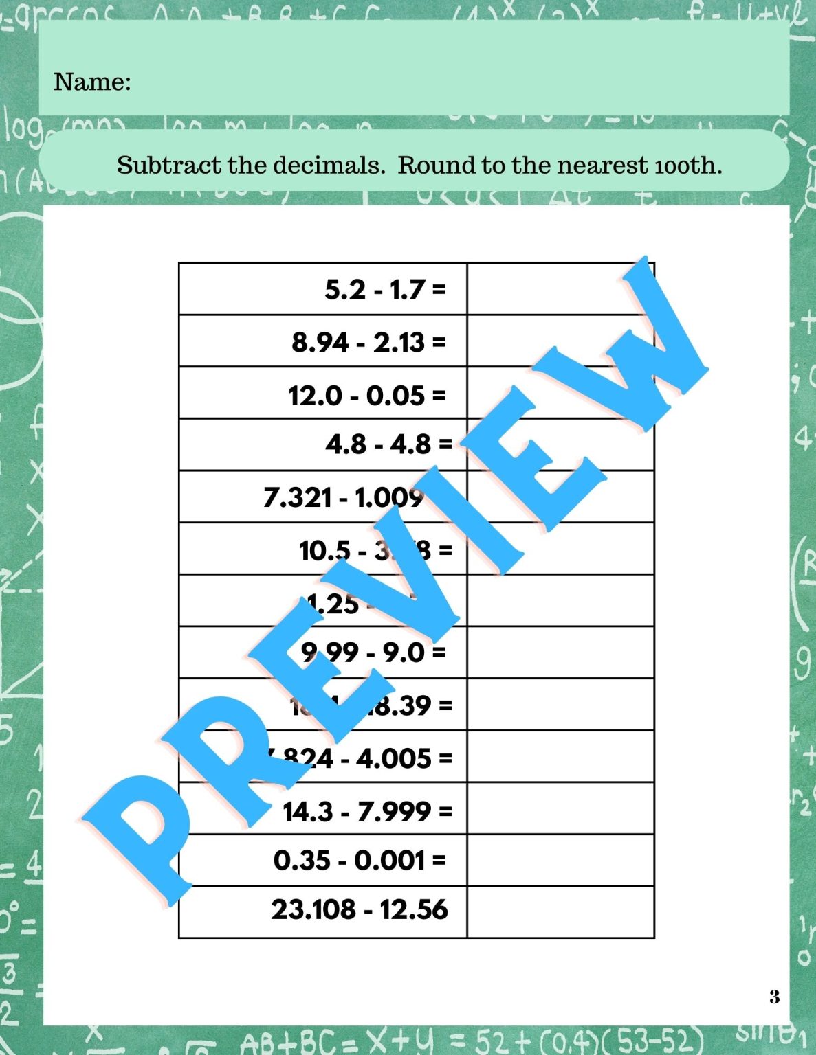 READING & WRITING DECIMALS-5th/6th Middle School Math Worksheets | Made ...