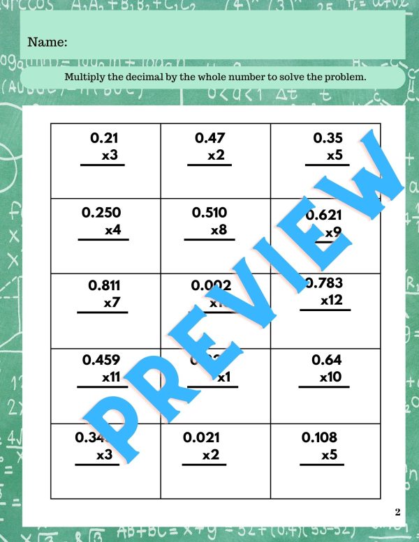 MULTIPLYING DECIMALS-5th/6th Middle School Math Worksheets | Made By ...