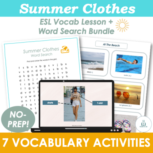 Summer Clothes - Summer ESL Vocabulary Lesson & Word Search Activities ...