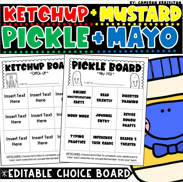 Ketchup Mustard Mayo Pickle Folder Covers Labels Slides Choice Board ...
