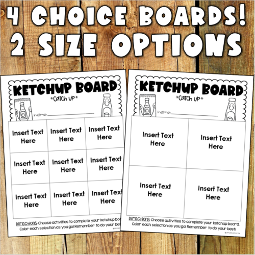 Ketchup Mustard Pickle Mayo Editable Choice Boards for Differentiation ...