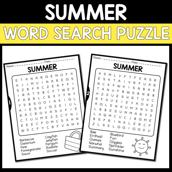 Summer Word Search Puzzles - Summer Word Find Puzzle for Early ...