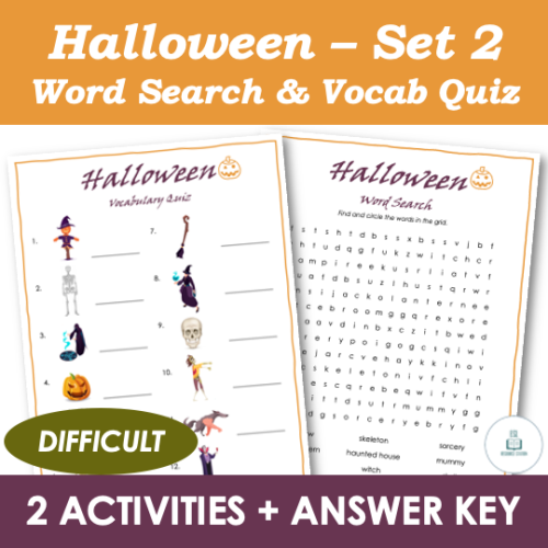 Halloween Word Search & Vocabulary Quiz Set 2 (Hard) - Early Finisher ...