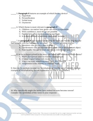 "The Seven Ravens" Quiz, Close Reading Activity, and Vocabulary Games ...