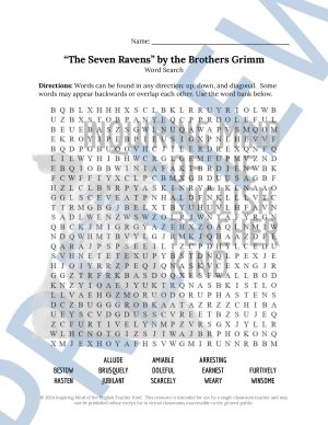 "The Seven Ravens" Quiz, Close Reading Activity, and Vocabulary Games ...