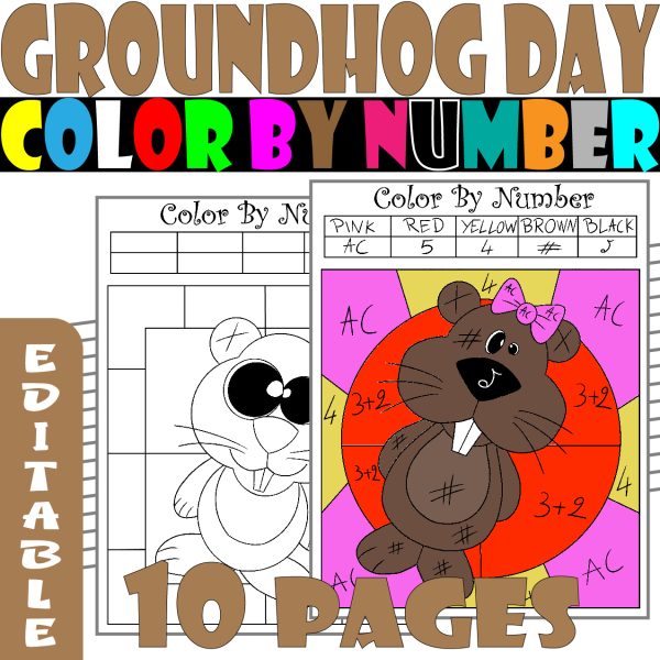 GROUNDHOG DAY color By Number Editable , GROUNDHOG DAY Color By Code ...