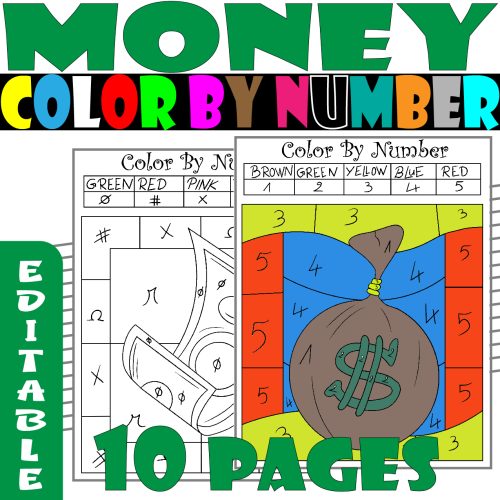 Money color By Number Editable , Money Color By Code Editable | Made By ...