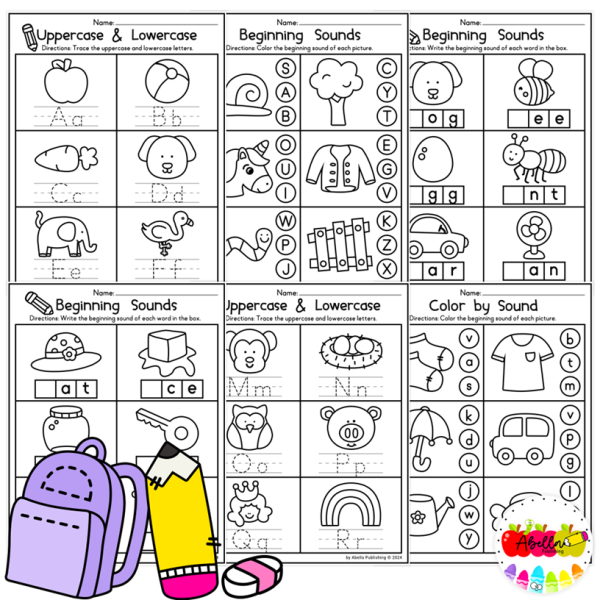 Beginning Sounds Worksheets for Kindergarten | Back to School Phonics ...