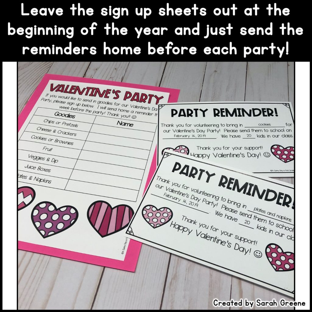 EDITABLE Class Party Sign Up Sheets & Reminders | Made By Teachers