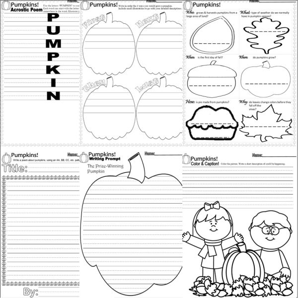 Pumpkin Fall Autumn Halloween Writing Prompts Poetry Key Q's NO PREP ...