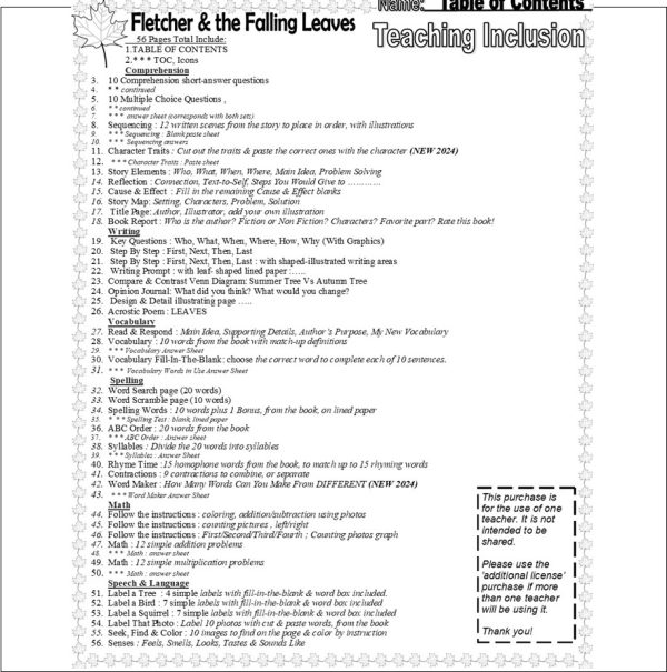 Fletcher and the Falling Leaves Fall Read Aloud Book Companion Reading ...
