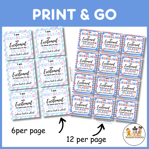 Bubbling With Excitement to Meet You,Back to School Bubble Gift Tags ...