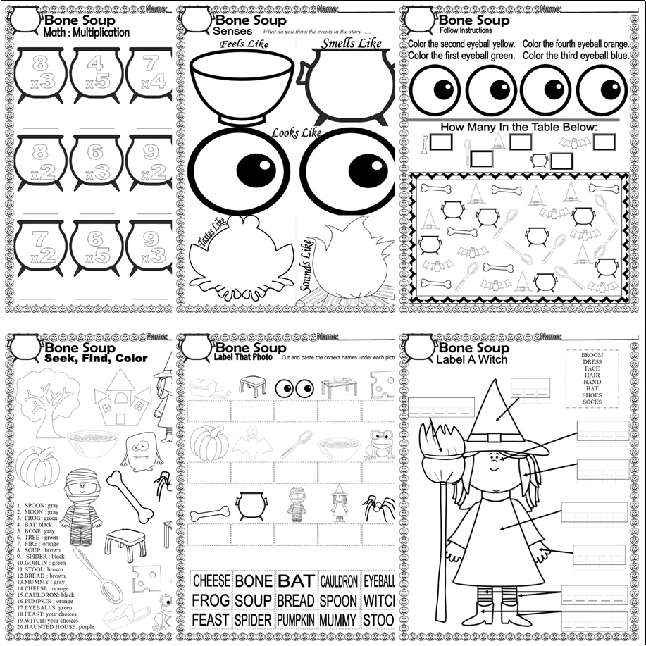 Bone Soup Halloween Read Aloud Book Companion Comprehension Study ...