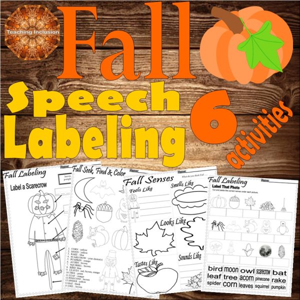 Fall Autumn Labeling NO PREP Worksheets Speech Language Cut Paste SLP ...