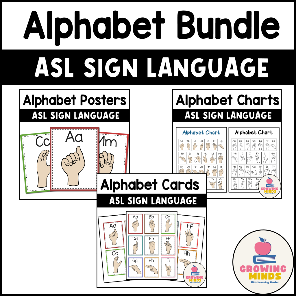 ASL Sign Language alphabet bundle -Alphabet Chart, Posters, Flashcards ...