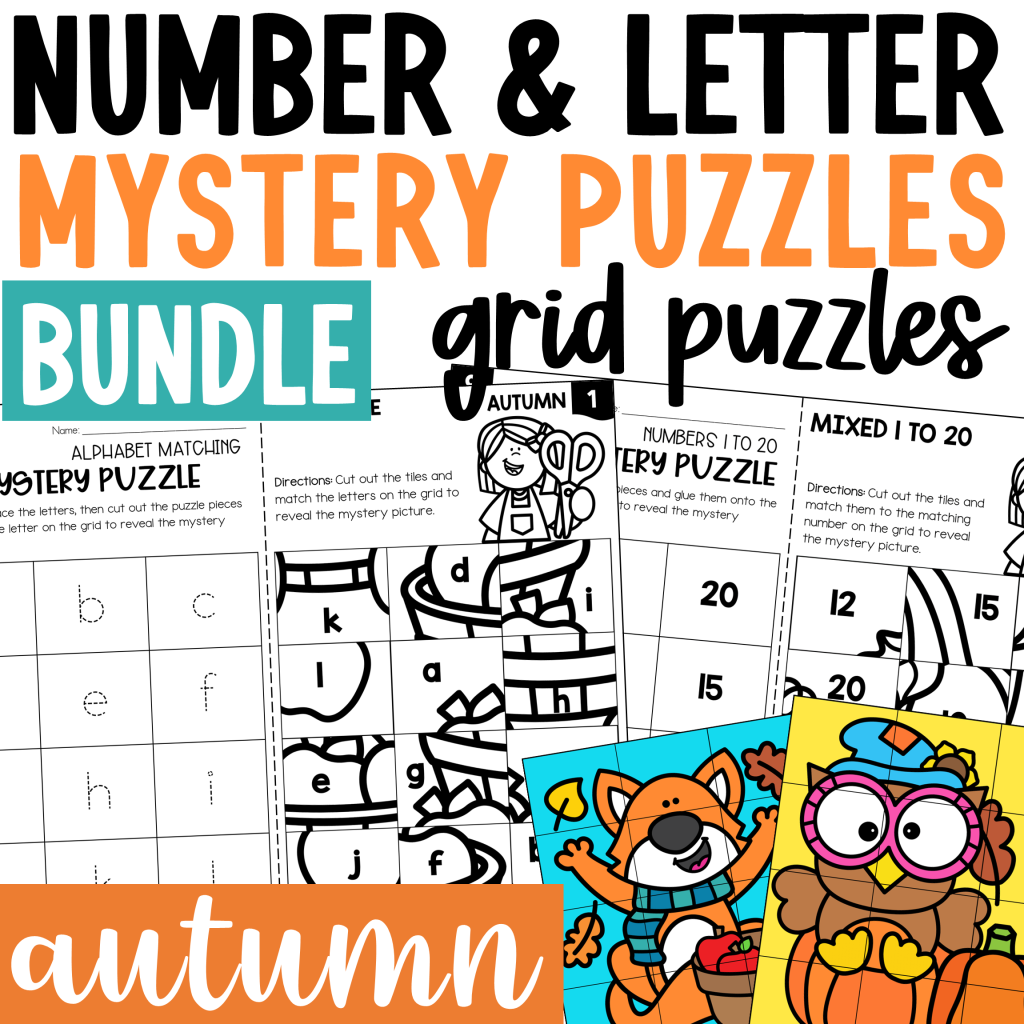 Fall Numbers & Letters Mystery Puzzles BUNDLE | Made By Teachers