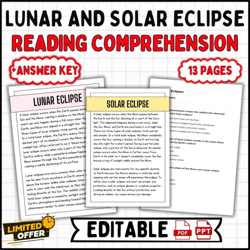 Lunar & Solar Eclipse Reading Comprehension Passages: Science Activity ...