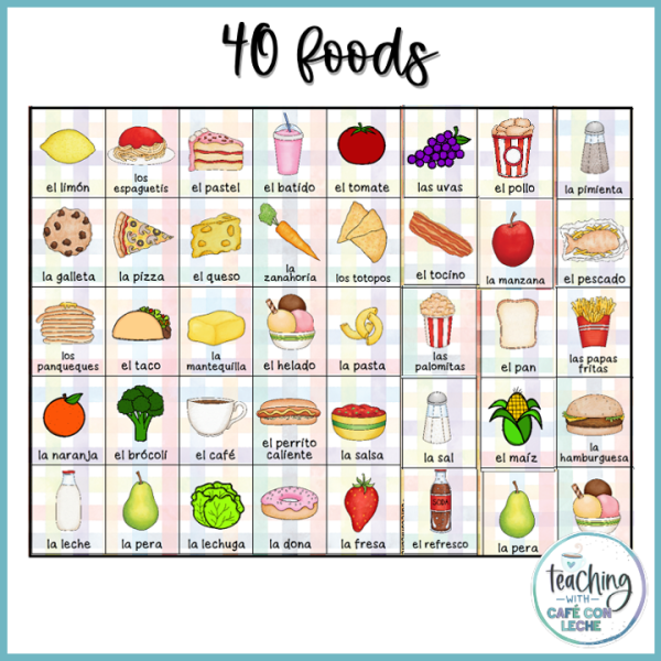Bingo de la comida - Food Bingo Game in Spanish - Made By Teachers