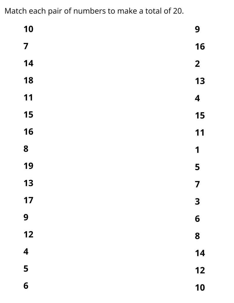 printable number bonds to 20 practical activities - number bonds to 20 ...