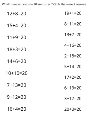 printable number bonds to 20 practical activities - number bonds to 20 ...
