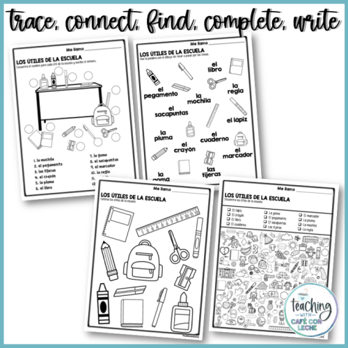 Los útiles de la escuela - School Supplies Vocabulary Worksheets in ...