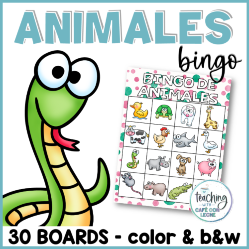 Bingo de los animales - Animal Bingo Game in Spanish | Made By Teachers