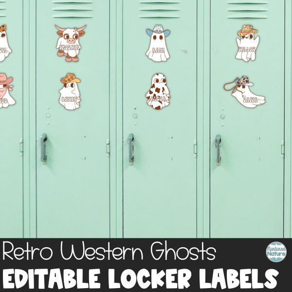 Halloween Name Tags - Retro Western Ghosts - Editable Locker Labels or ...