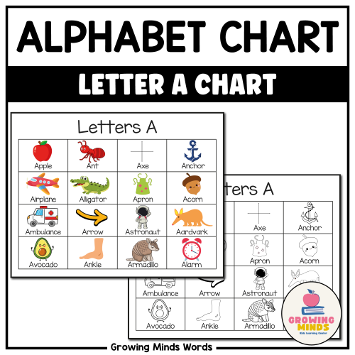 Letter A chart Color & B&W -Alphabet Chart | Made By Teachers