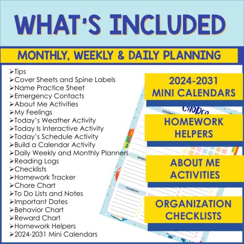 Interactive Kindergarten Calendar, Student Planner, Daily Calendar ...