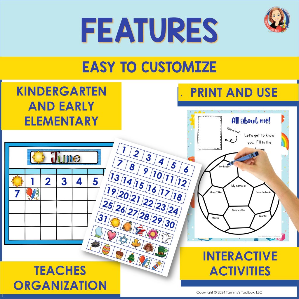 Interactive Kindergarten Calendar, Student Planner, Daily Calendar ...