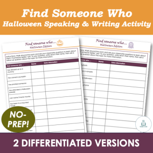 Halloween & Thanksgiving Find Someone Who Bingo - ESL Speaking ...