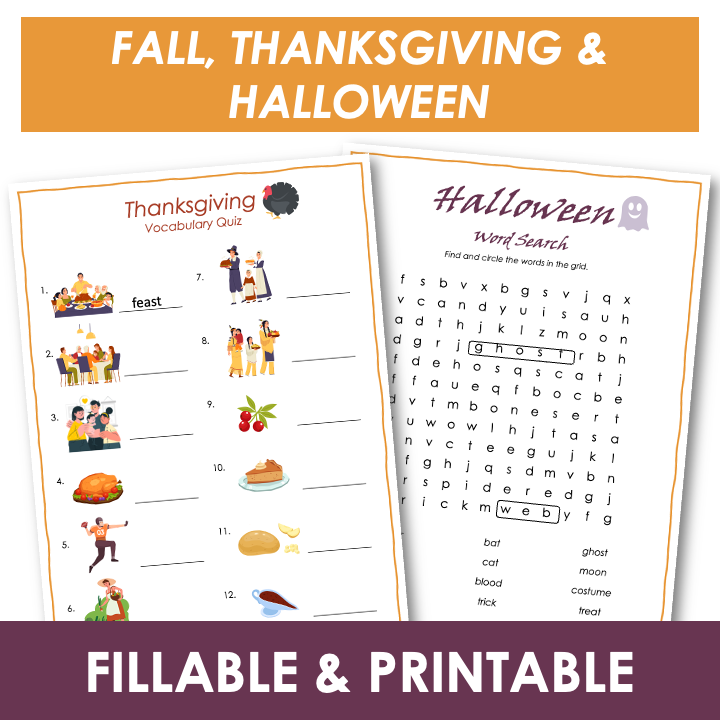 Speaking & Writing Prompts + Word Searches - ESL Fall Activities Mega ...