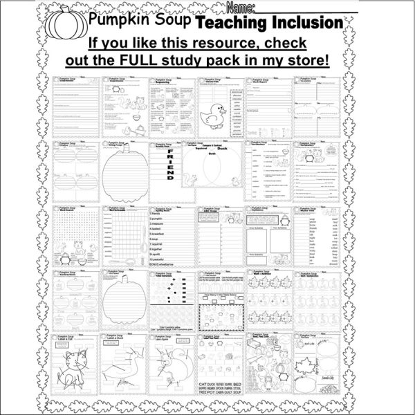 Pumpkin Soup Fall Reading Comprehension Test Quiz & Sequencing ...