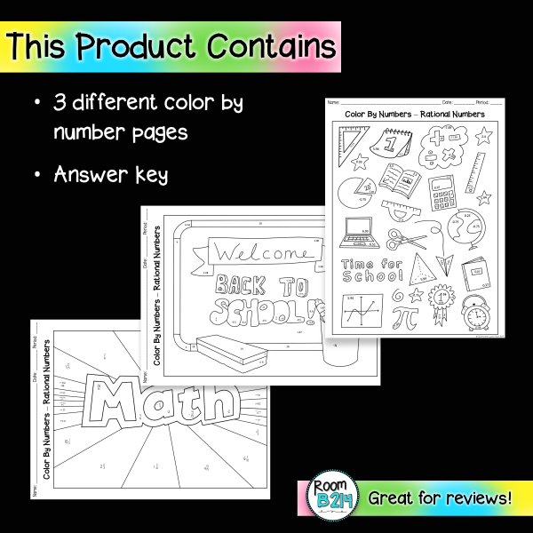 Rational Number Back to School Color By Number TEKS 7.3A | Made By Teachers