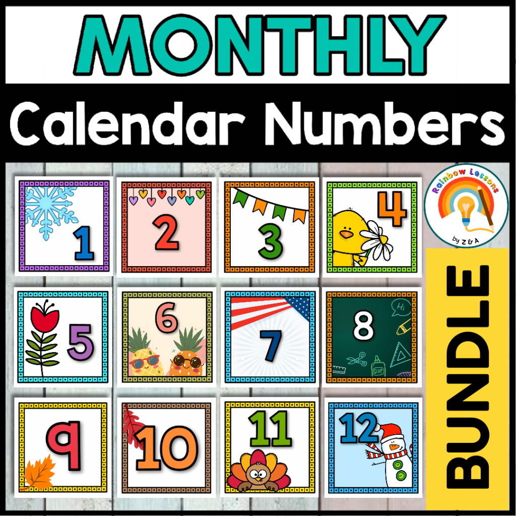 Monthly Calendar Numbers BUNDLE | 2026 Calendar Cards | YEAR LONG ...