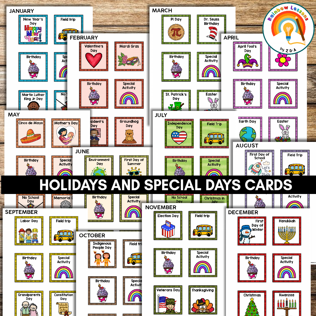 Monthly Calendar Numbers BUNDLE | 2026 Calendar Cards | YEAR LONG ...