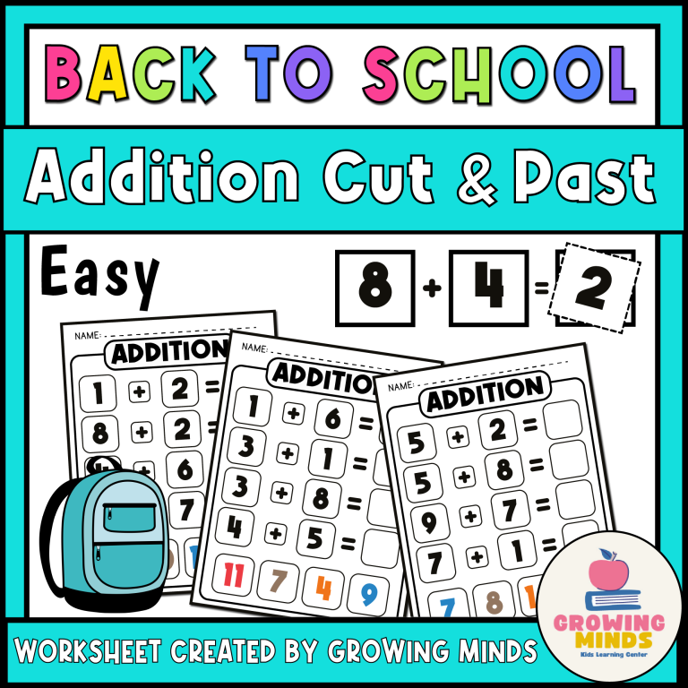 Math Back to School Bundle Easy,Medium,Hard Addition Cut and Paste ...