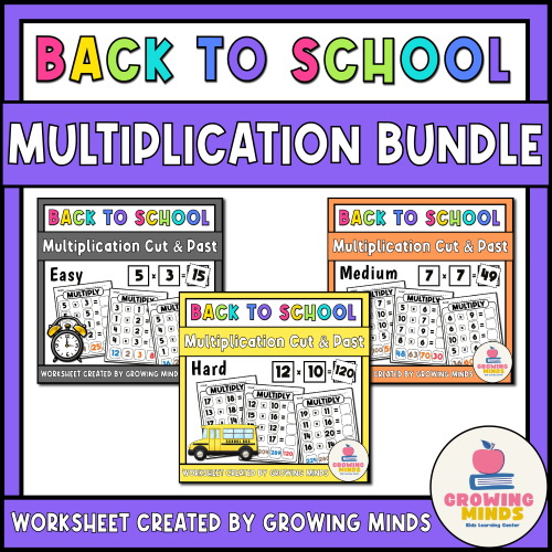 Math Back to School Bundle Easy,Medium,Hard multiplication Cut and ...