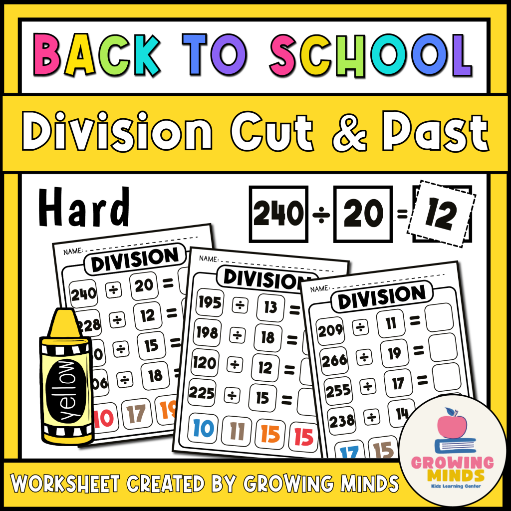 Math Back to School Bundle Easy,Medium,Hard division Cut and Paste ...