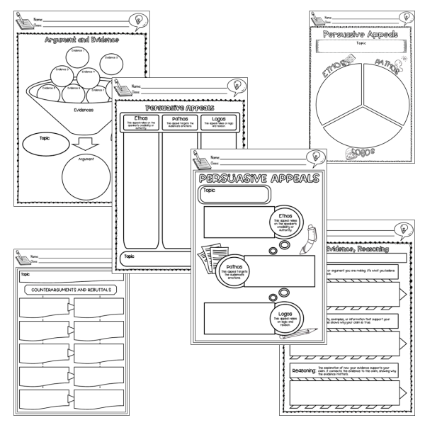 Argumentative Essay Writing Unit Graphic Organizers ELA Grade 6 7 8 ...