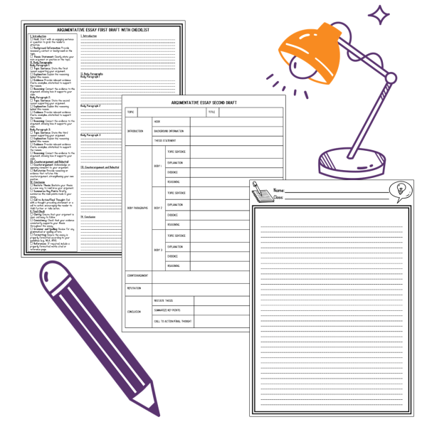 Argumentative Essay Writing Unit Graphic Organizers ELA Grade 6 7 8 ...