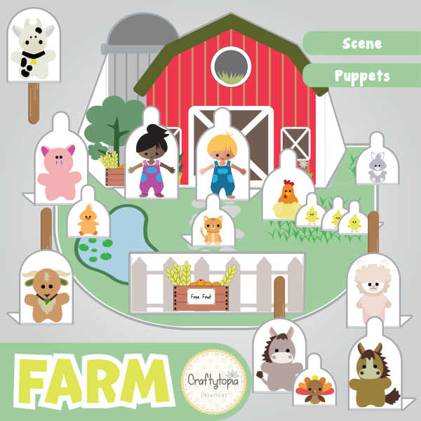 Farm Animals Barn Scene and Puppets | Made By Teachers