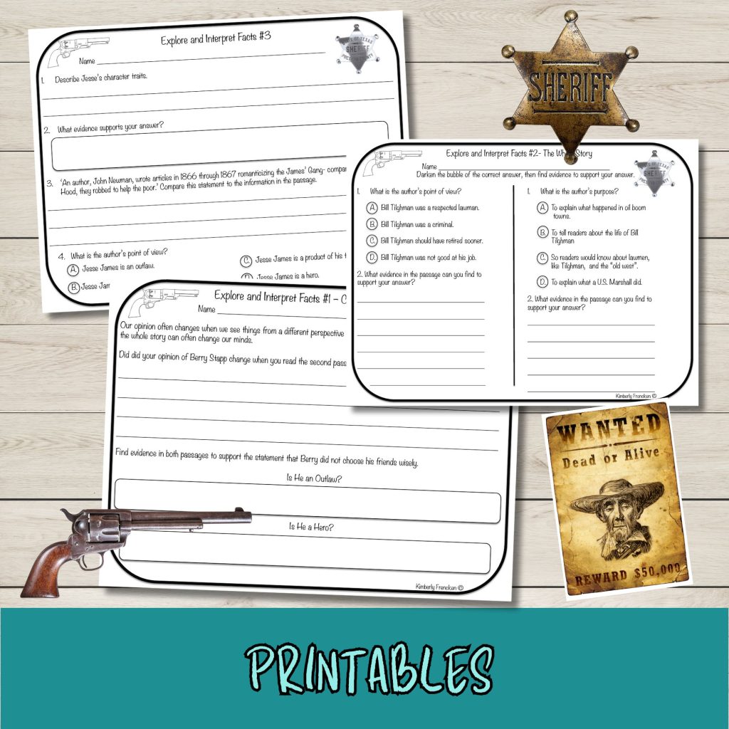 Nonfiction Reading Comprehension Passages & Printables: Hero or Outlaw ...